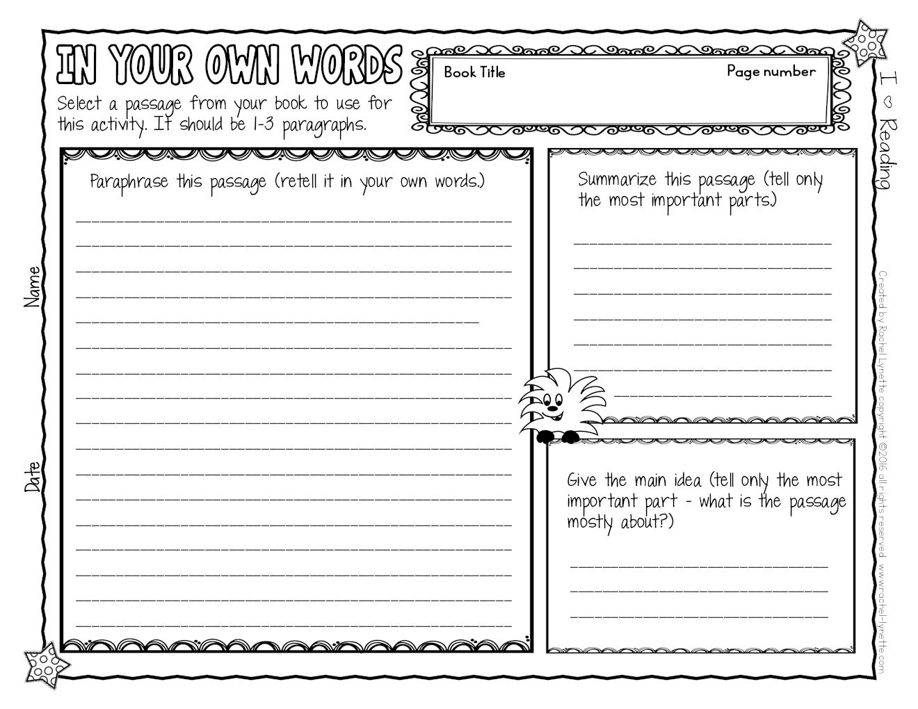 Reading Graphic Organizers for Any Book - In Your Own Words - Minds in ...