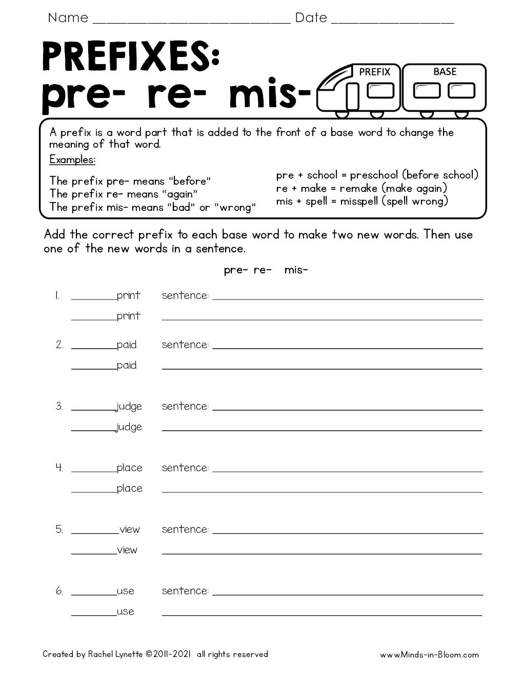 Prefix Word Practice | Printable Worksheets for Grades 3-5