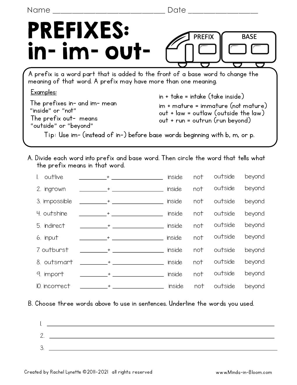Prefix Meanings Practice | Grade 3-5 Worksheet-Printable