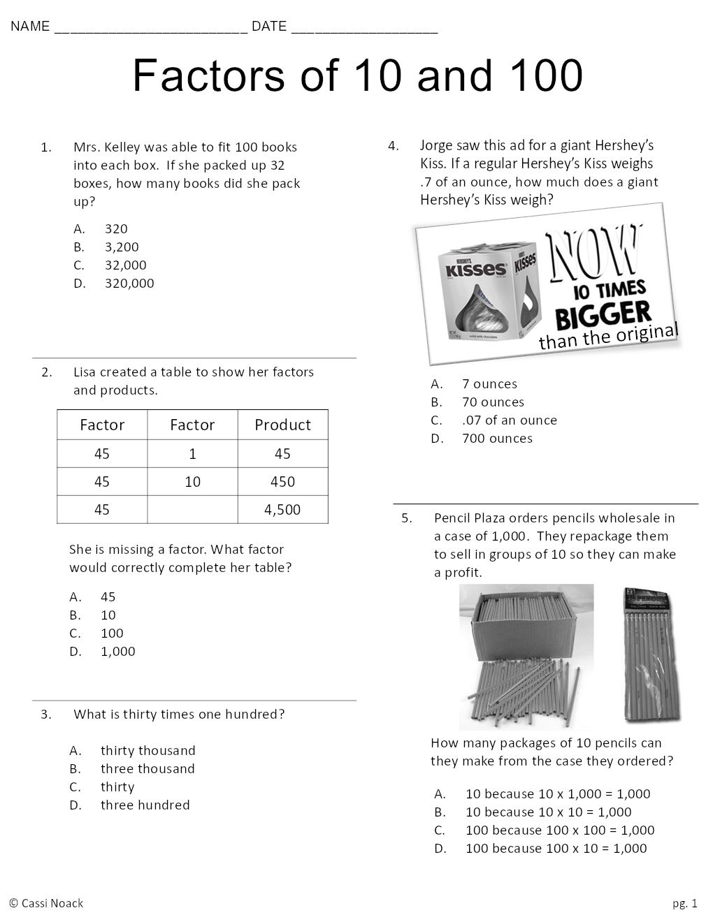 Multiplying by 10 and 100 - 10 Rigorous Questions - Quiz Version ...