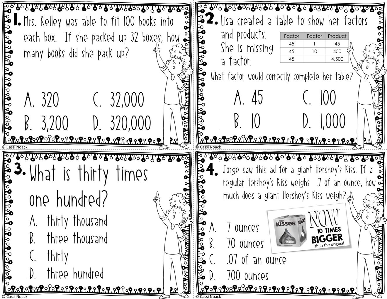 Multiplying by 10 and 100 - 10 Rigorous Questions - Task Card Version ...