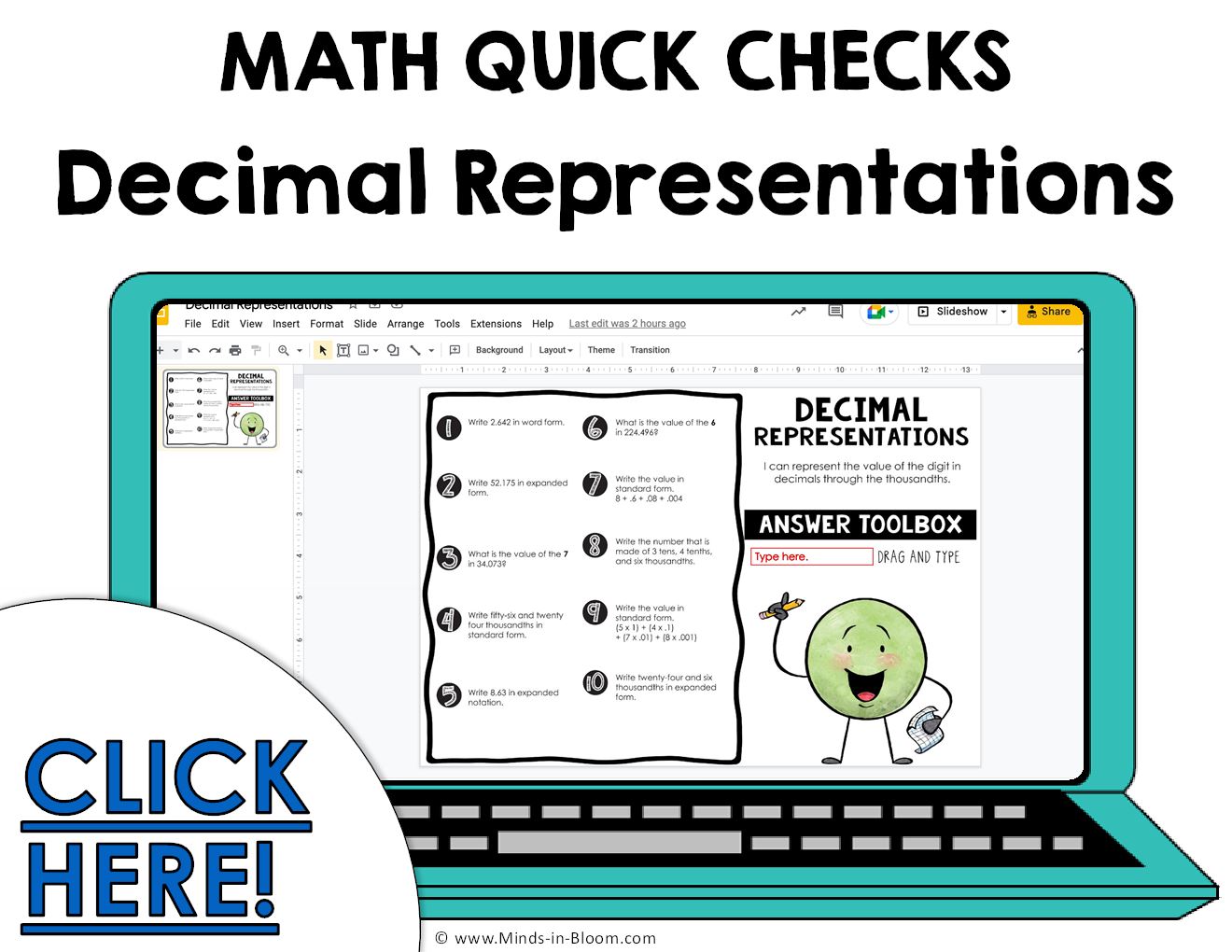 Google Slides - Math Quick Checks (Great for 5th graders) - Decimal ...