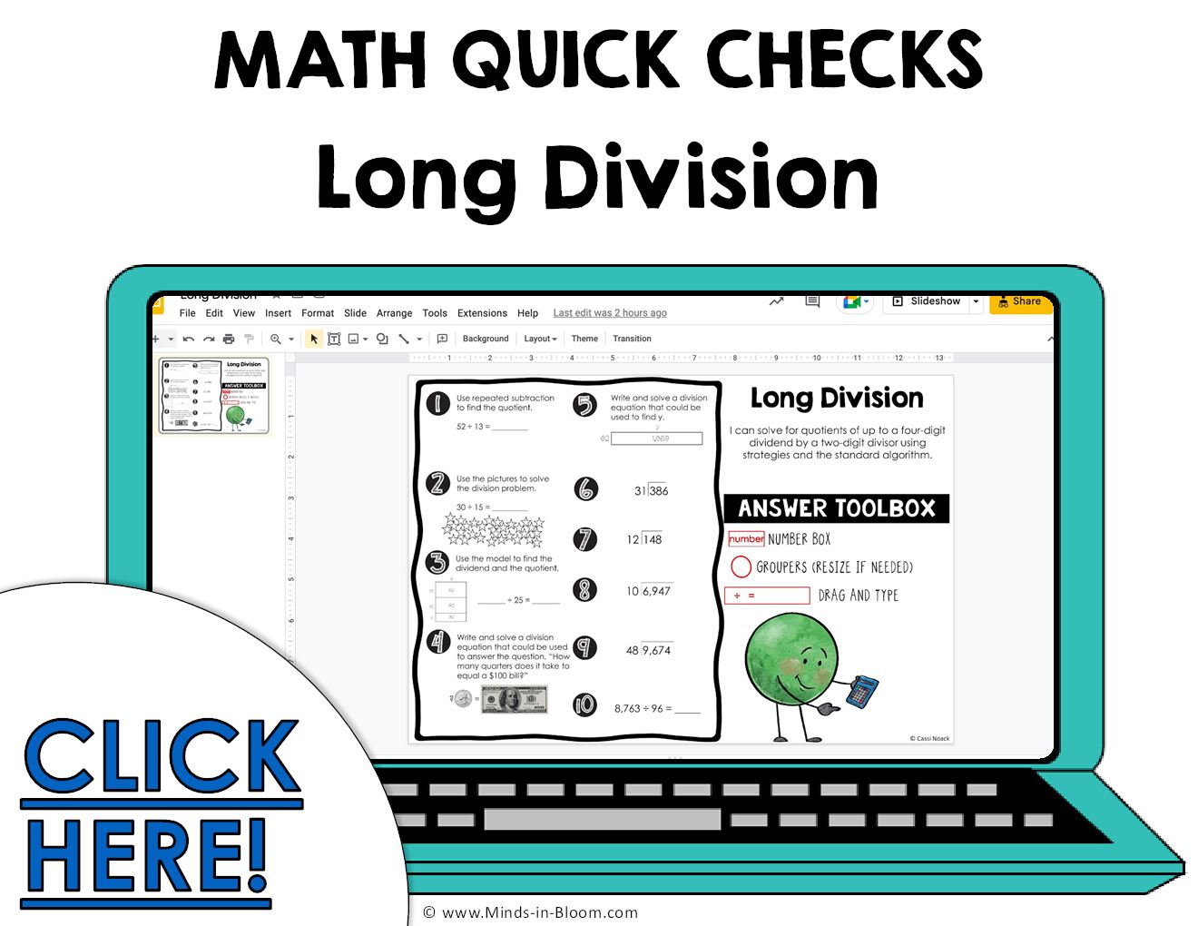 Google Slides - Math Quick Checks (Great for 5th graders) - Long ...