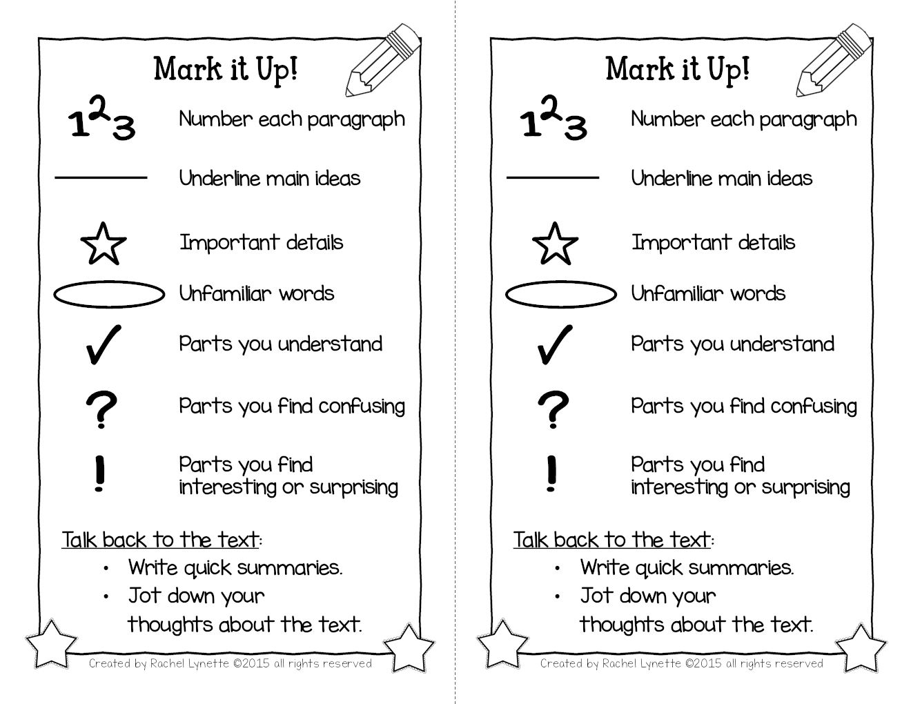 Mark it Up! Close Reading Marks - Minds in Bloom Unlimited
