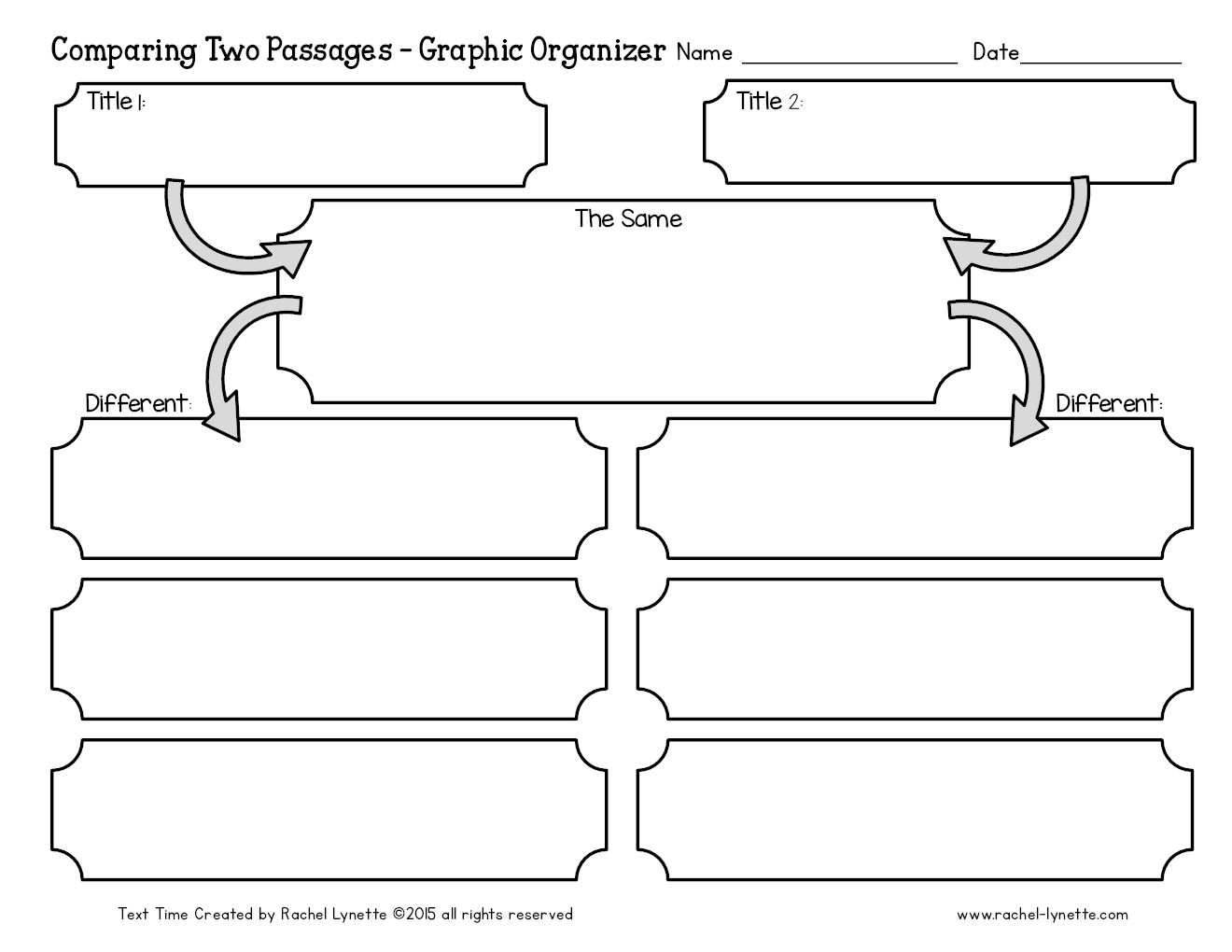 Comparing 2 Passages Graphic Organizer - for paired passages - Minds in ...