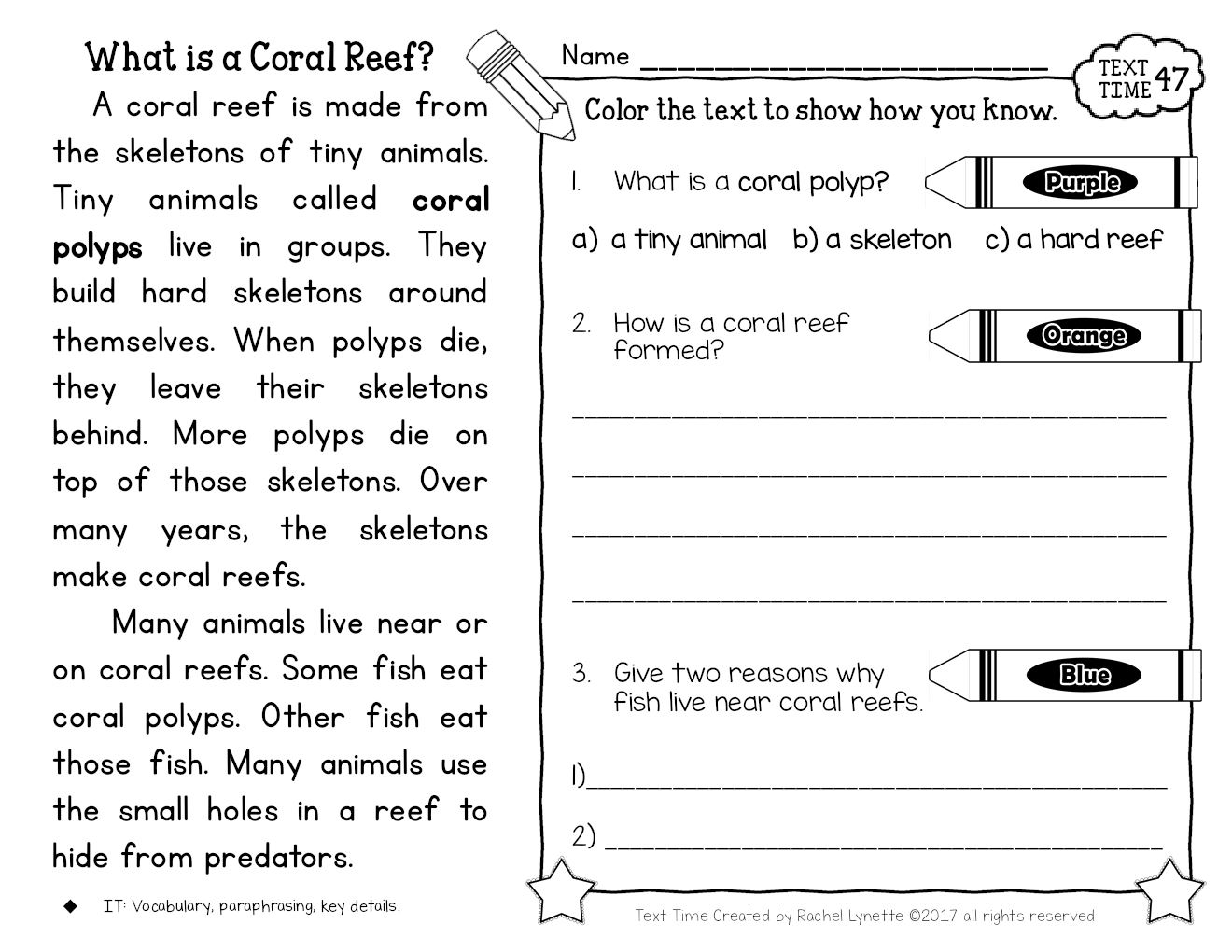 Paired Passage - What is a Coral Reef? (Informational Text (nonfiction ...