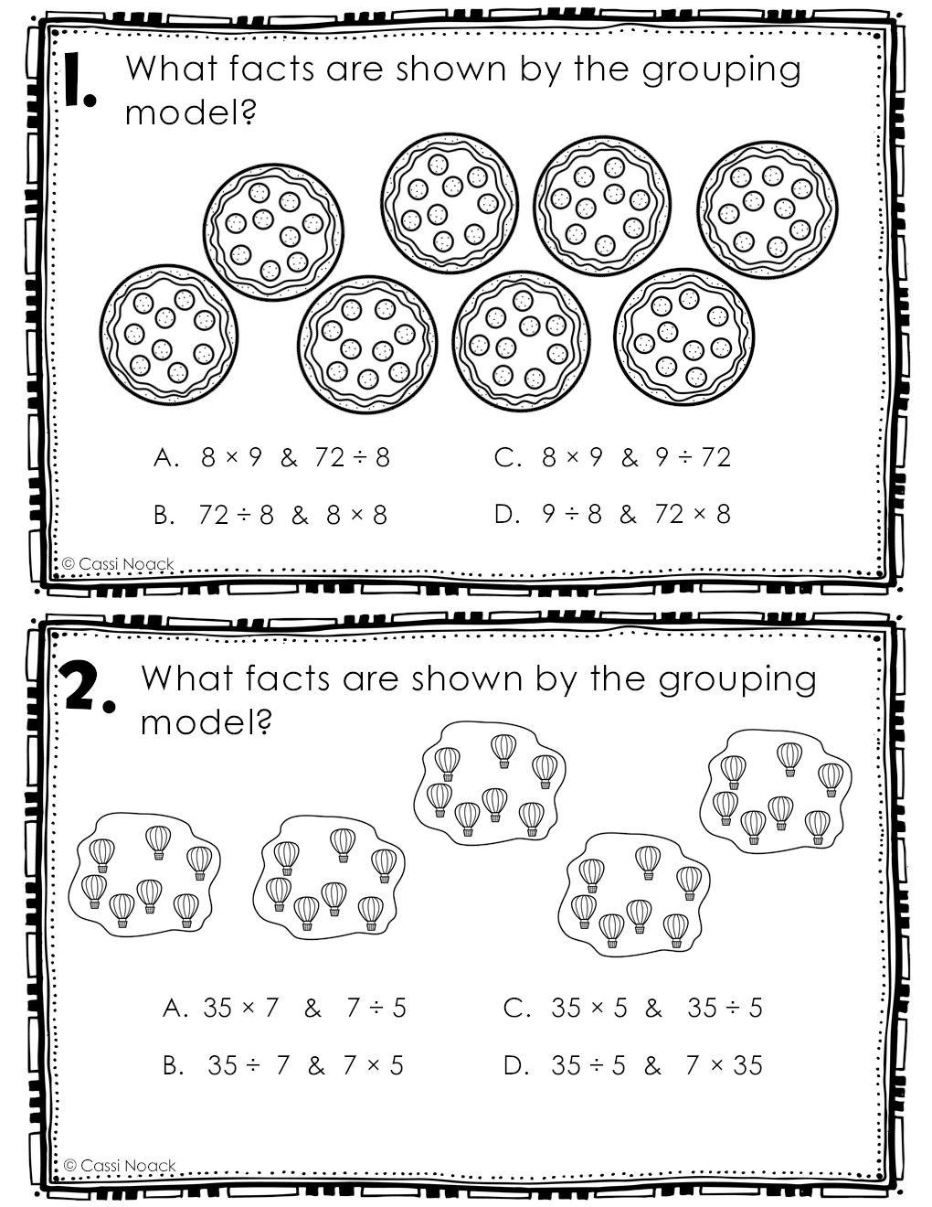 Multiplication and Division Relationships - Task Cards - Minds in Bloom ...
