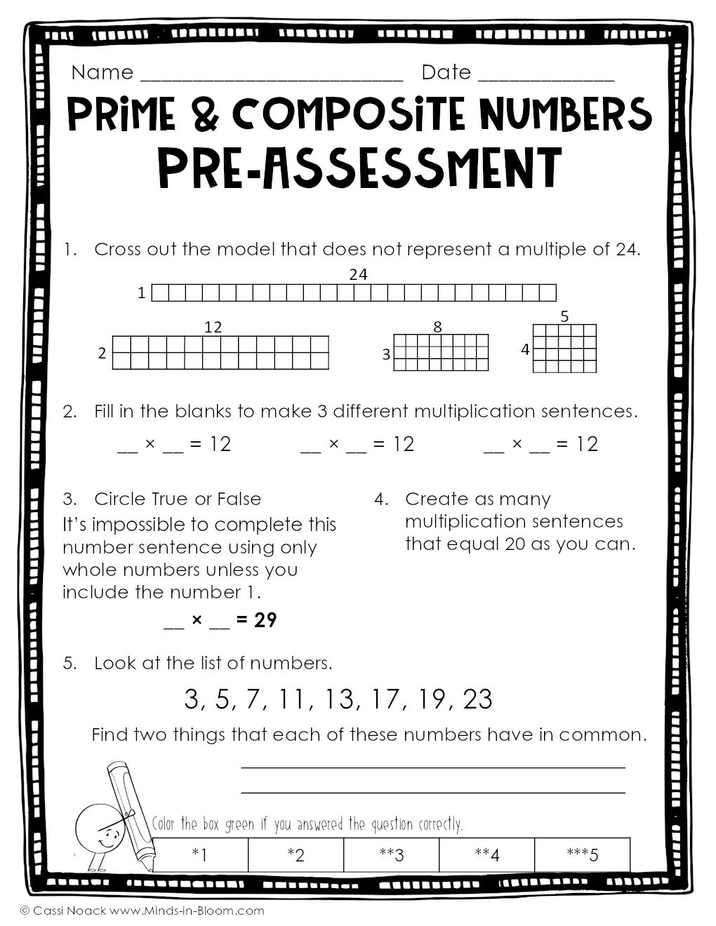 Prime And Composite Numbers Pre Assessment Minds In Bloom Unlimited