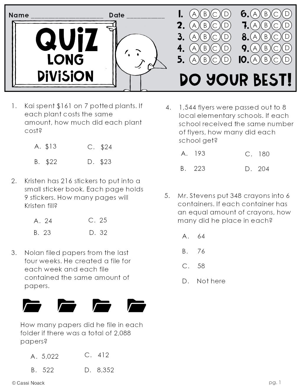 Long Division - QUIZ - Minds in Bloom Unlimited