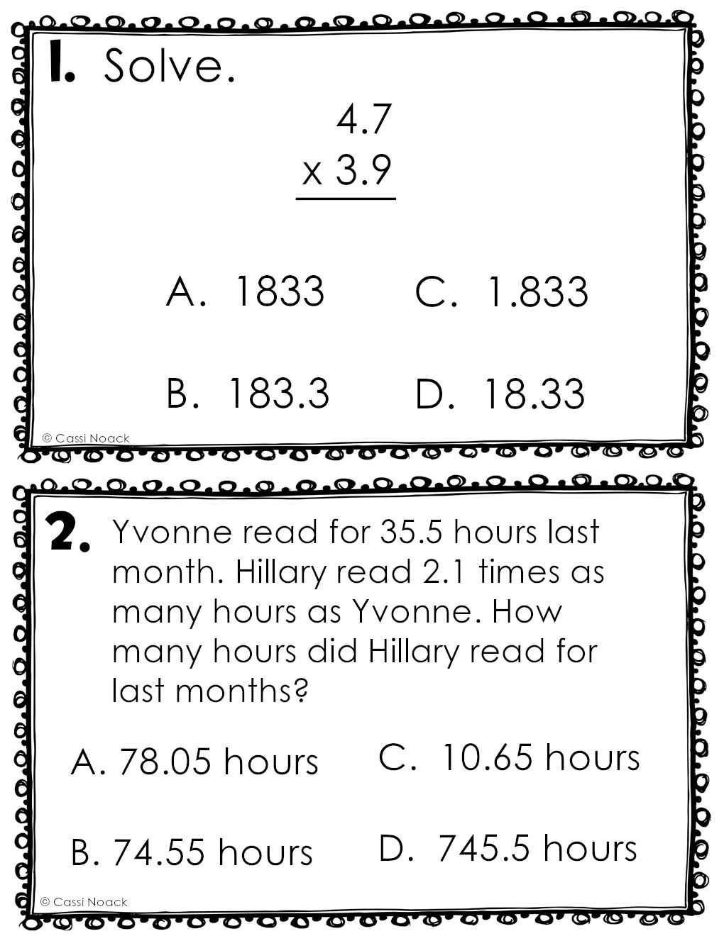 Multiplying Decimals - Task Cards - Minds in Bloom Unlimited