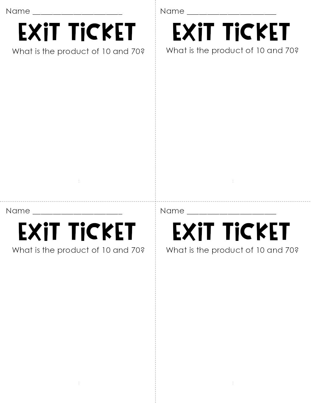 Multiplying by 10 and 100 - Exit Tickets - Minds in Bloom Unlimited