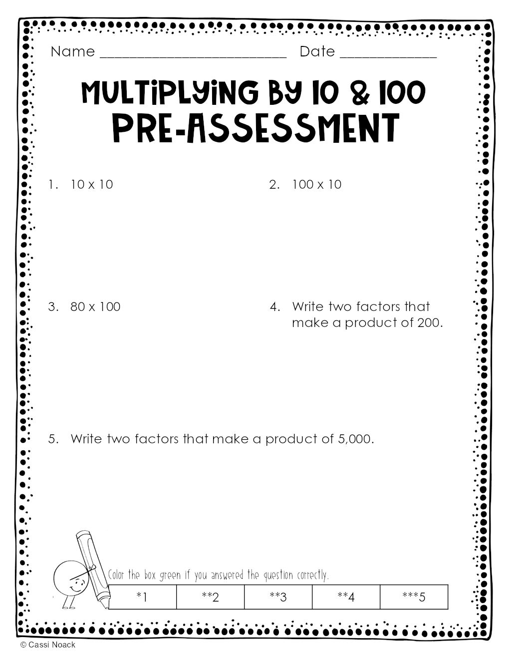 Multiplying By 10 And 100 Pre Assessment Minds In Bloom Unlimited