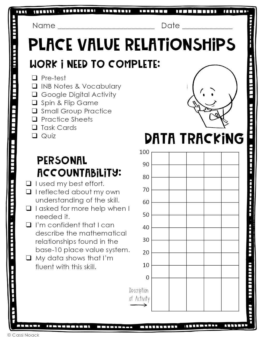 Place Value Relationships - Data Trackers - Minds in Bloom Unlimited