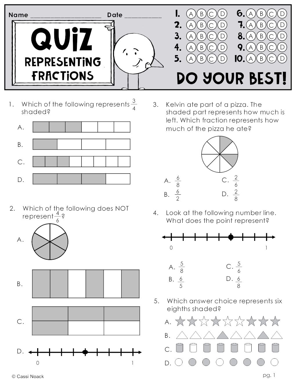 Representing Fractions - QUIZ - Minds in Bloom Unlimited