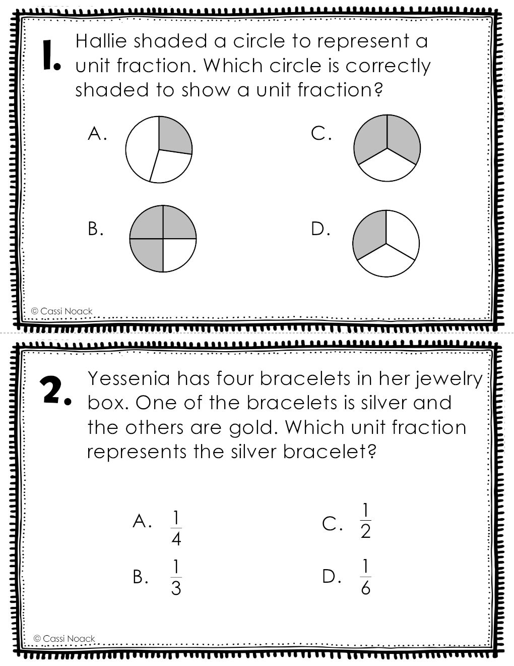Unit Fractions - Task Cards - Minds in Bloom Unlimited