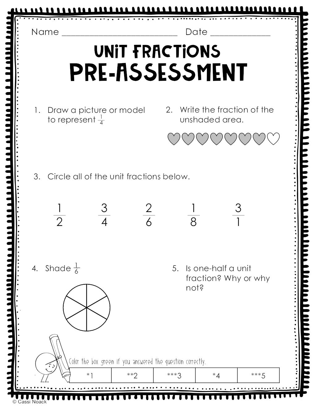Unit Fractions - Pre-Assessment - Minds in Bloom Unlimited