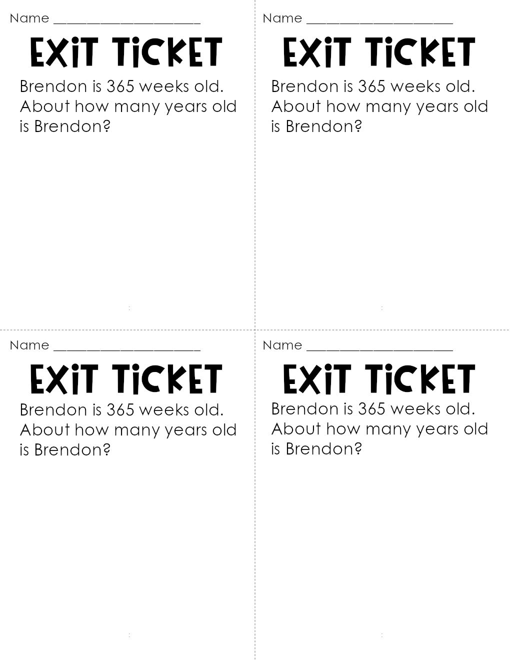 Estimating Solutions - Exit Tickets - Minds in Bloom Unlimited