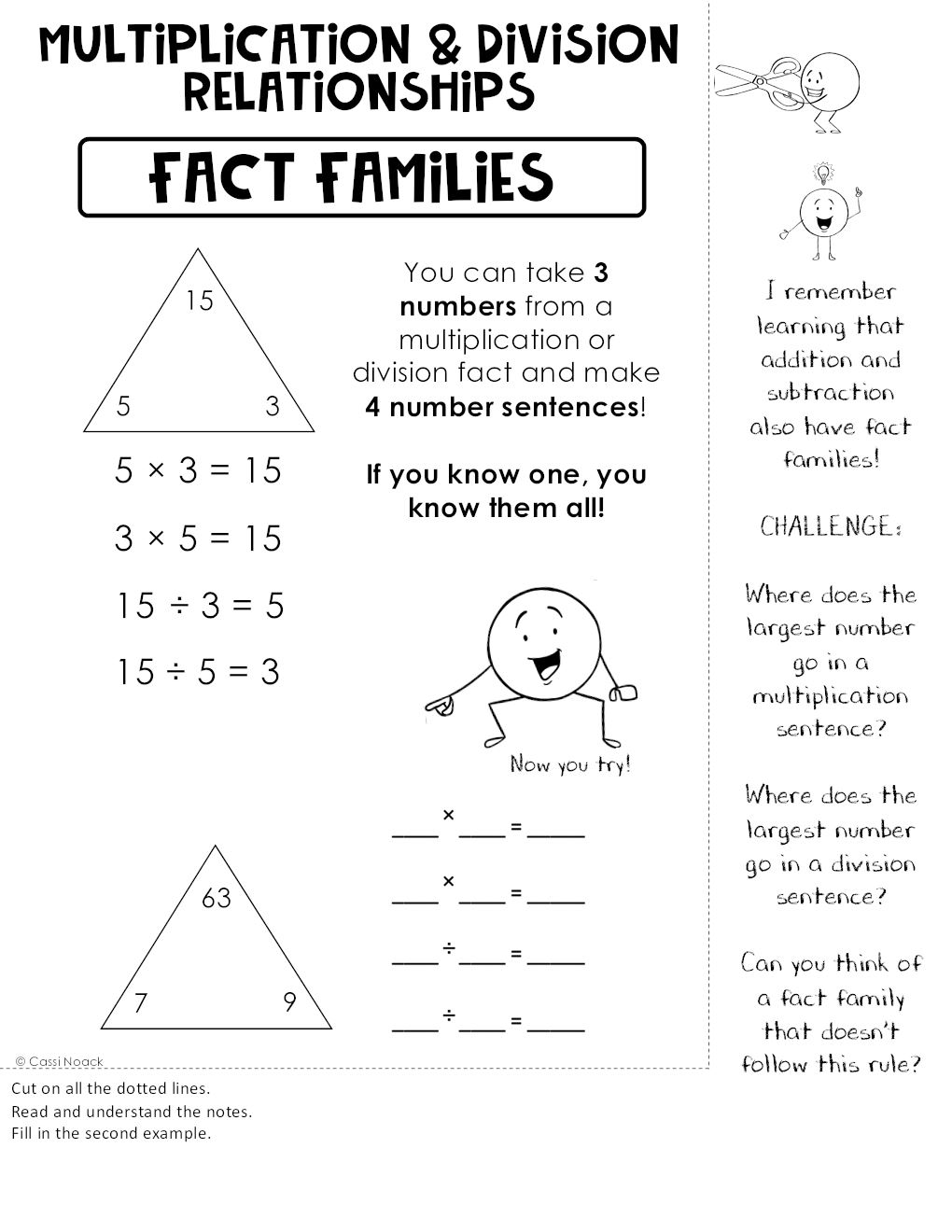Multiplication and Division Relationships - Notes Pages (Great for ...