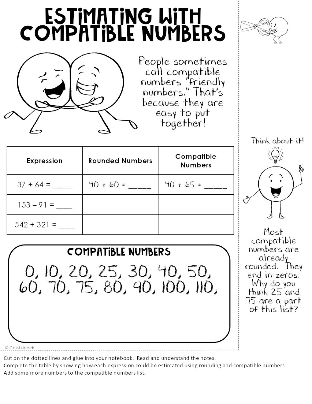 Estimating Sums Differences Notes Pages Great For Notebooks