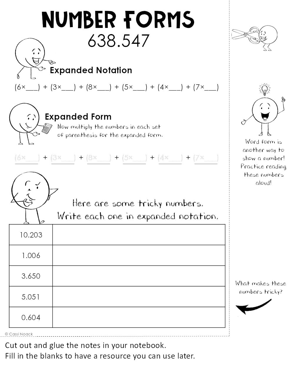 Place Value to the Thousandths - Notes Pages (Great for Notebooks ...