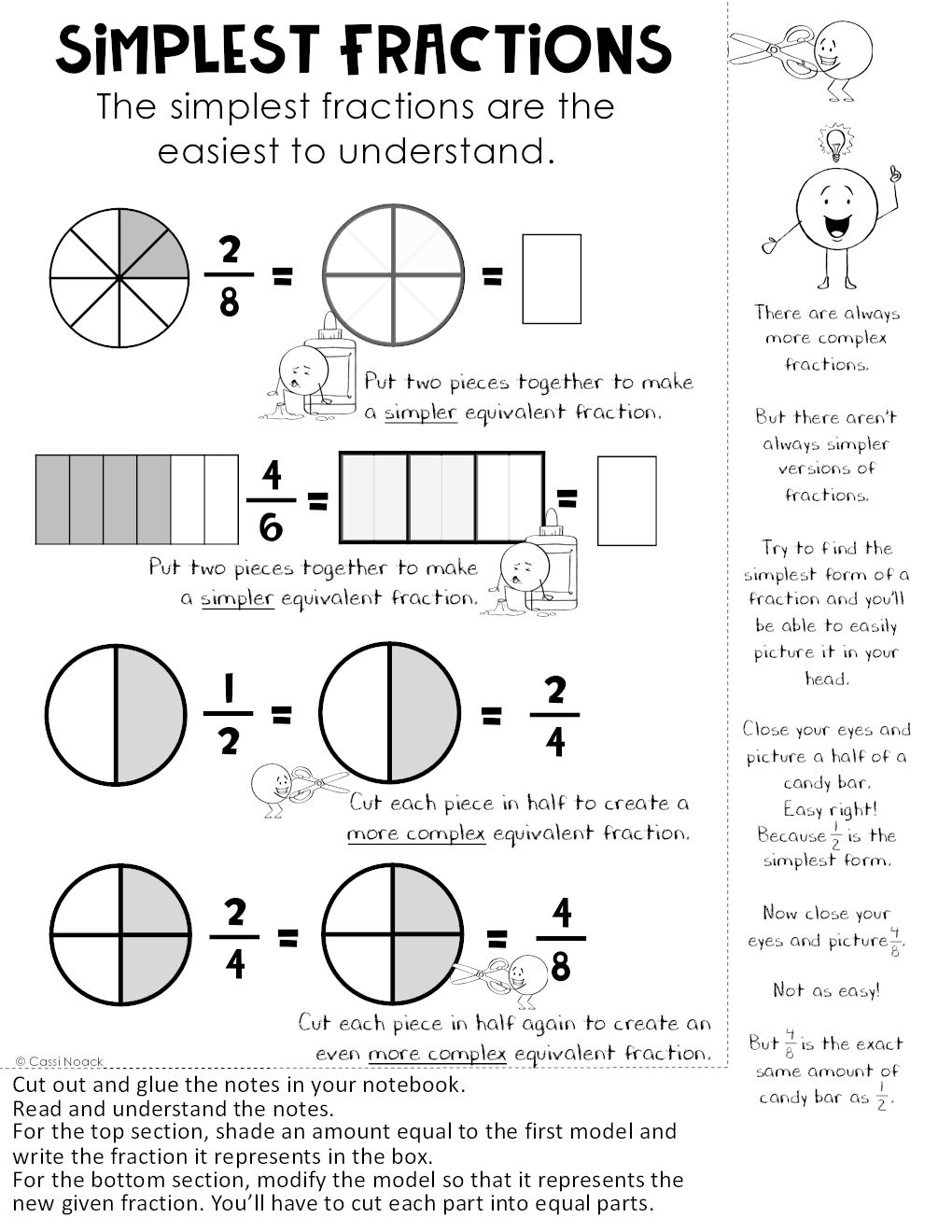 Equivalent Fractions - Notes Pages (Great for Notebooks) - Simplest ...