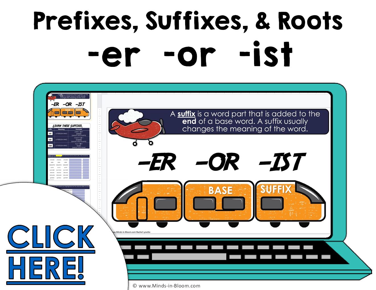 Google Slides - Suffixes -er -or -ist - Minds in Bloom Unlimited