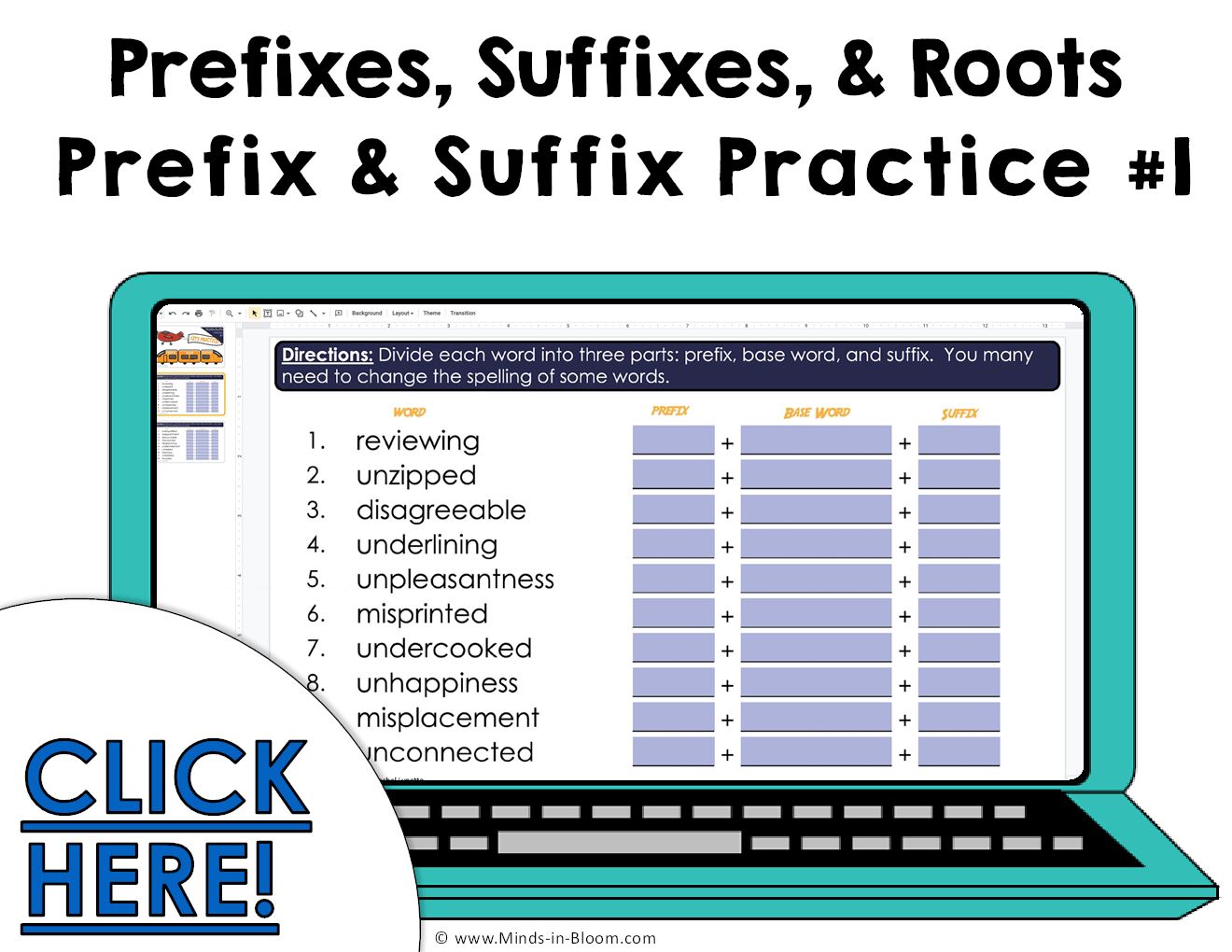 Prefix-Suffix Practice for Grades 3-5 | Google Apps