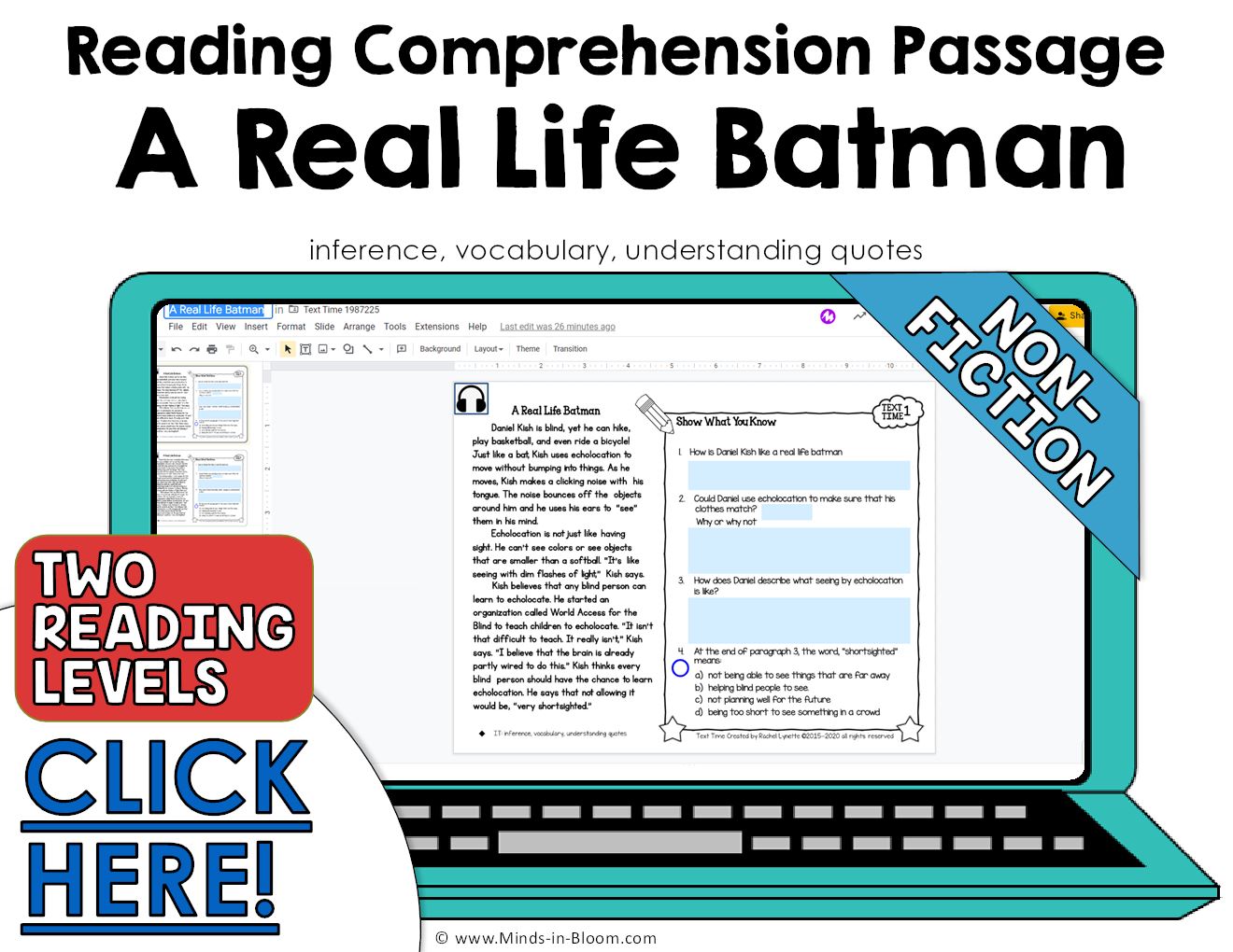 Real Life Batman Reading Passages for Grades 3-5 | Google Apps