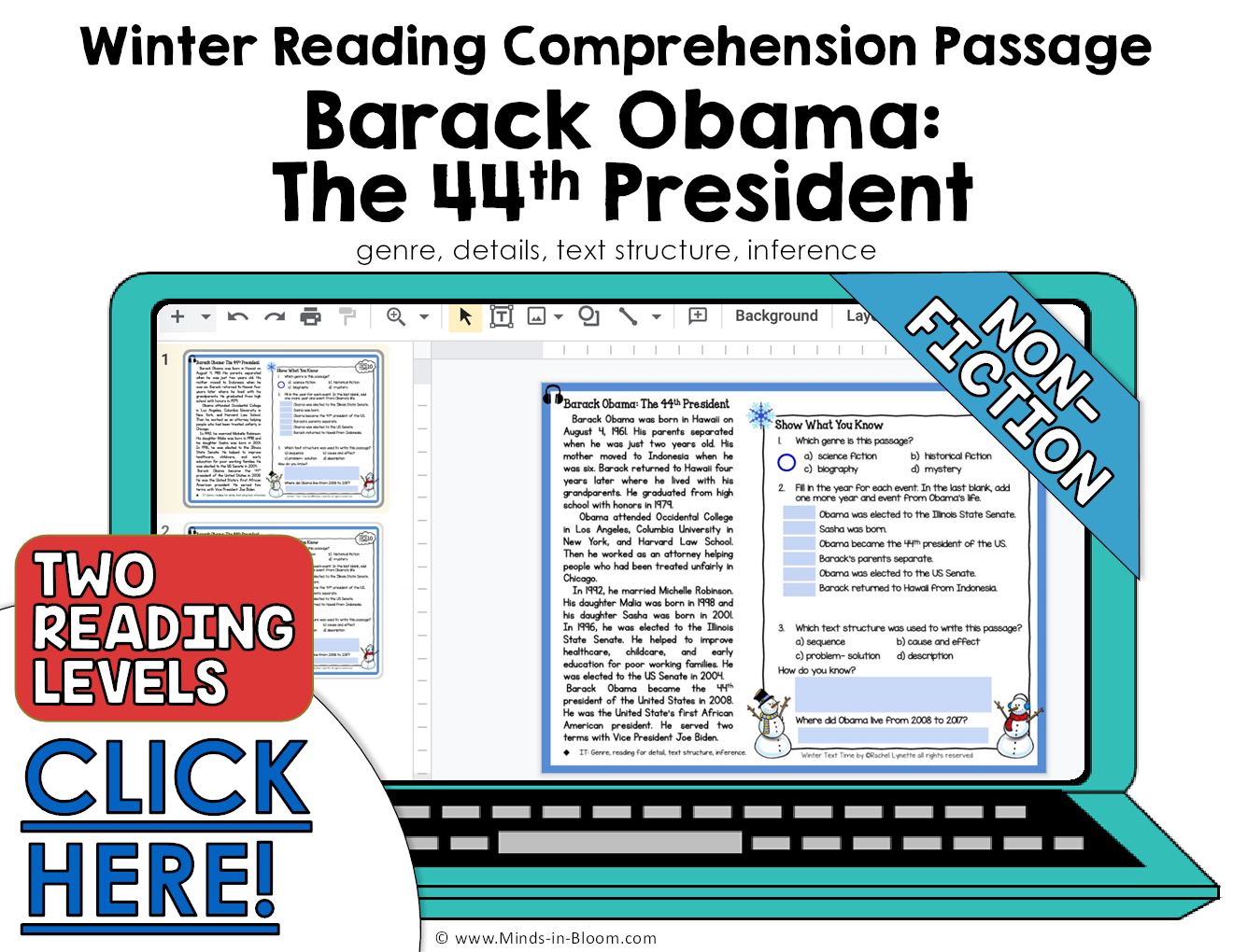 Google Slides - Winter Reading Passage - Barack Obama: The 44th ...