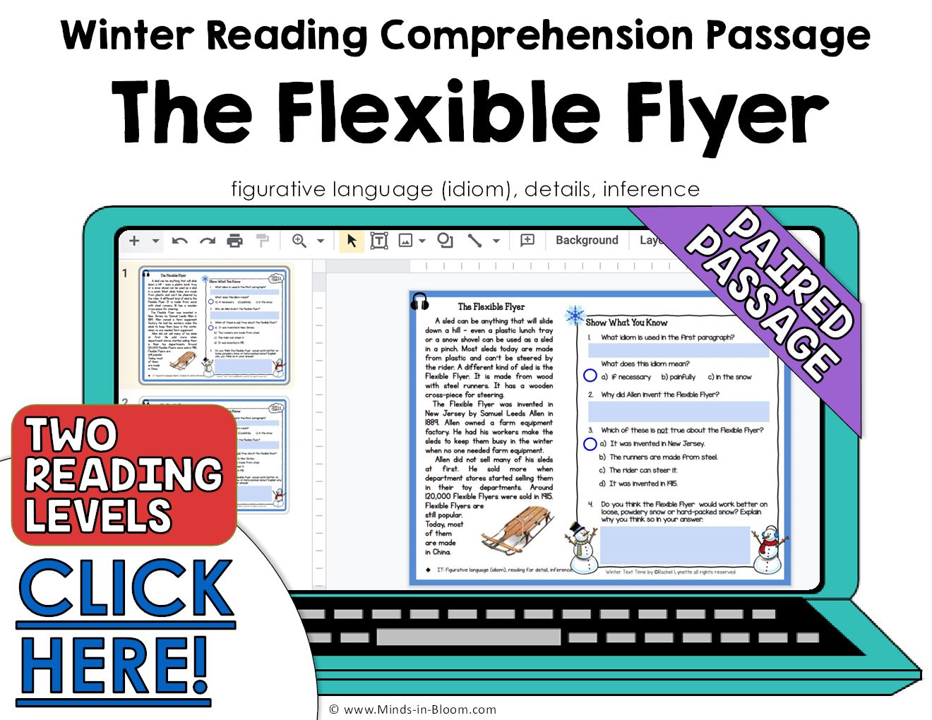 Google Slides - Winter Reading Passage - The Flexible Flyer ...