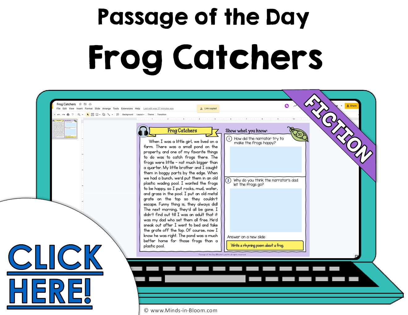 Google Slides Fiction (literature) Passage: Frog Catchers - Minds in ...