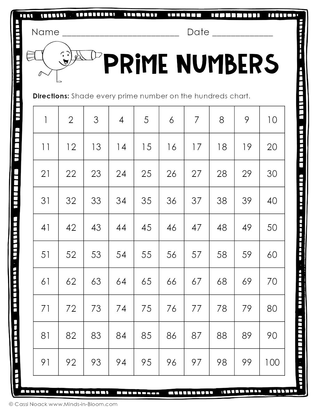 Prime And Composite Numbers Prime Numbers Hundreds Chart Minds In 