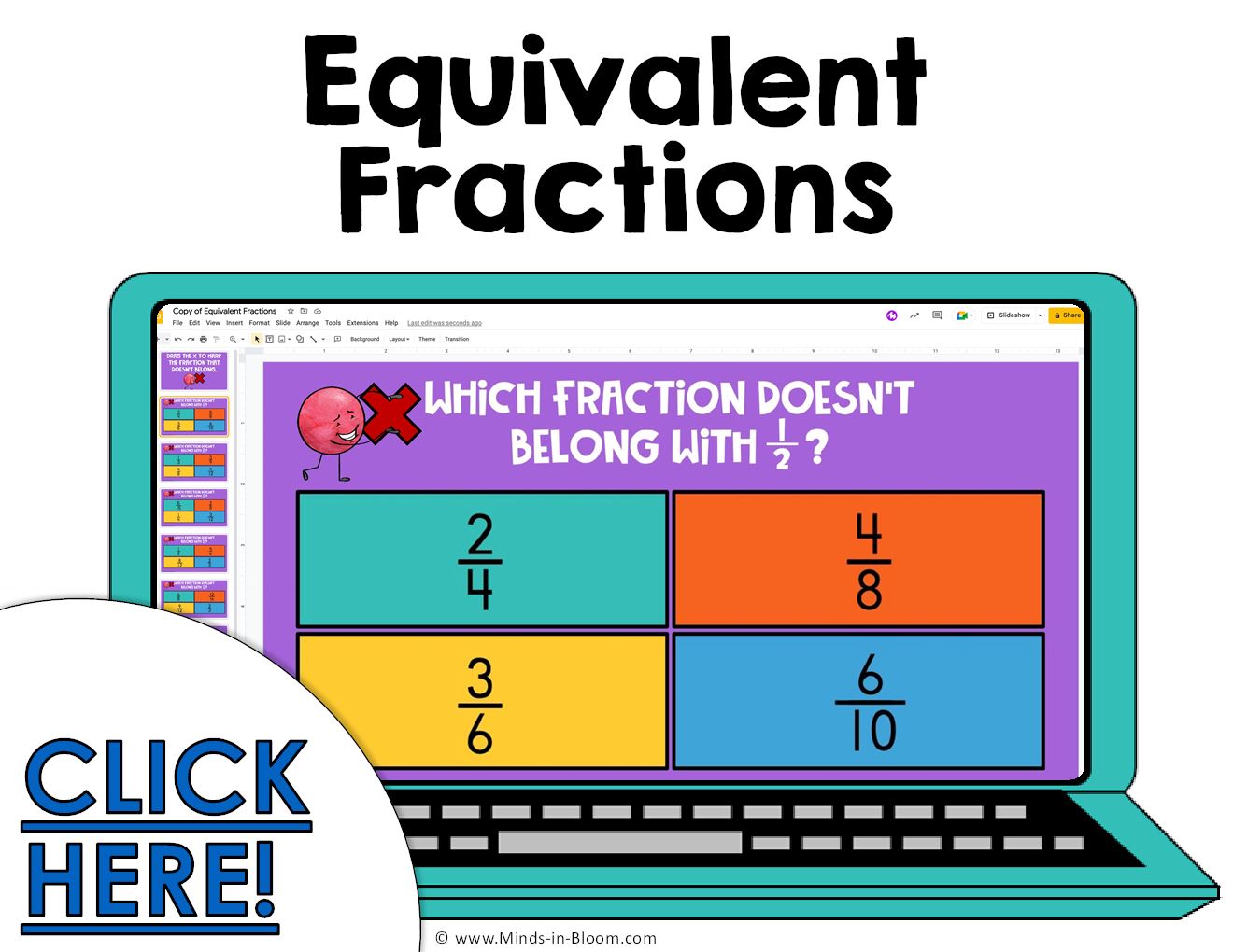 Equivalent Fractions - Google Slides Activity - Minds in Bloom Unlimited