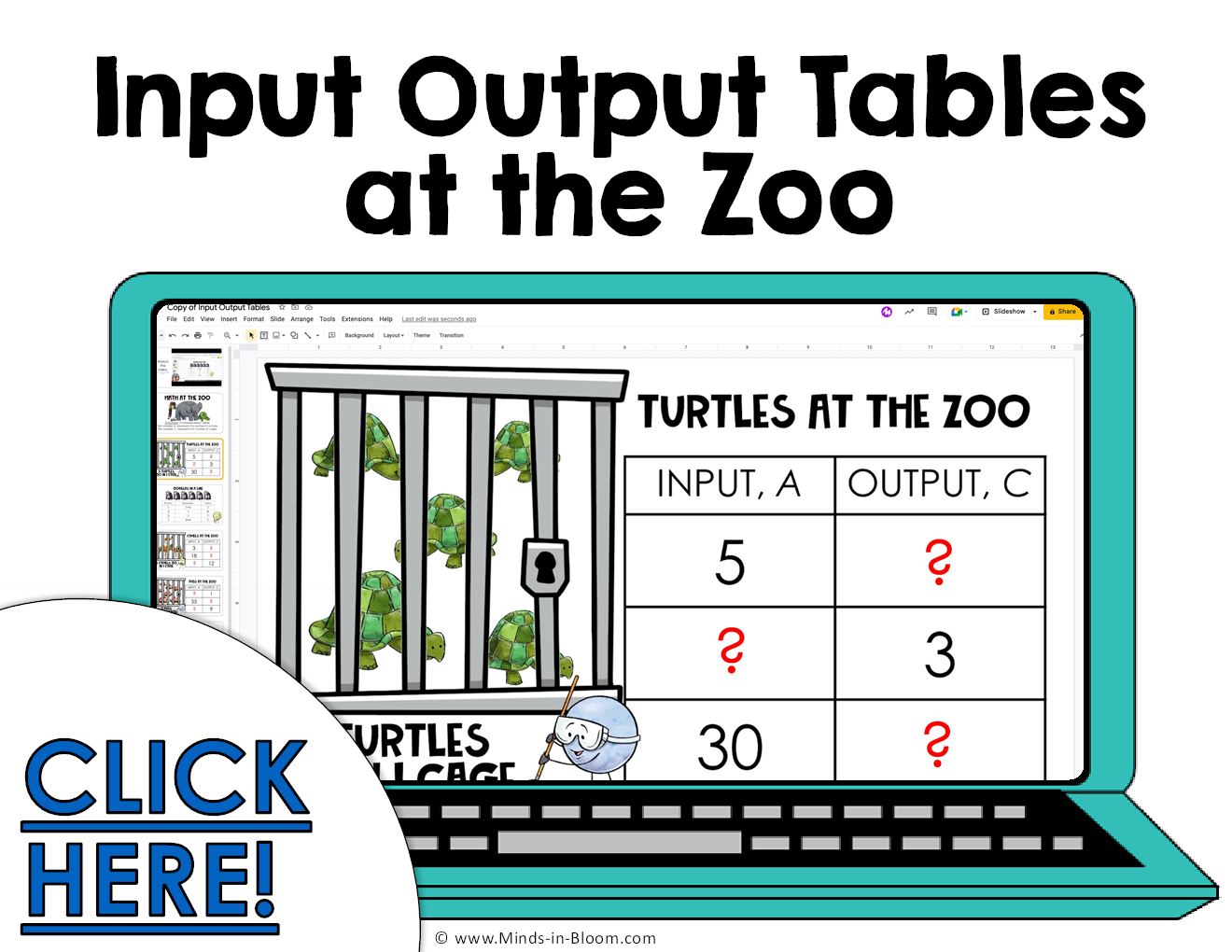 Input Output Tables at the Zoo - Google Slides Activity - Minds in Bloom Unlimited