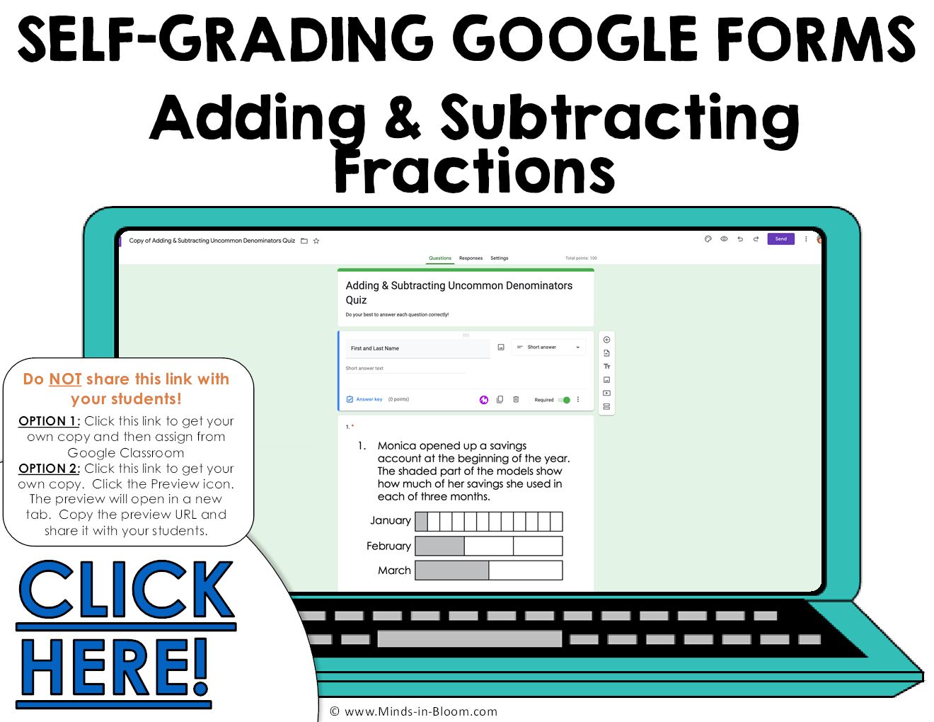 Adding & Subtracting Fractions - Google Forms - Self-Grading Quiz ...