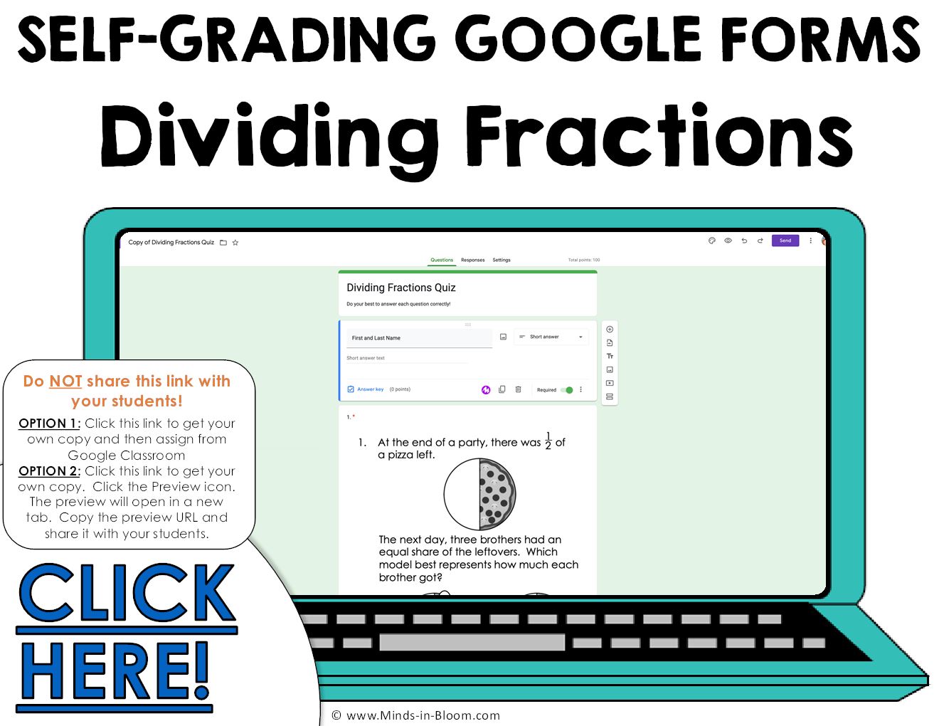 Dividing Fractions - Google Forms - Self-Grading Quiz - Minds in Bloom ...