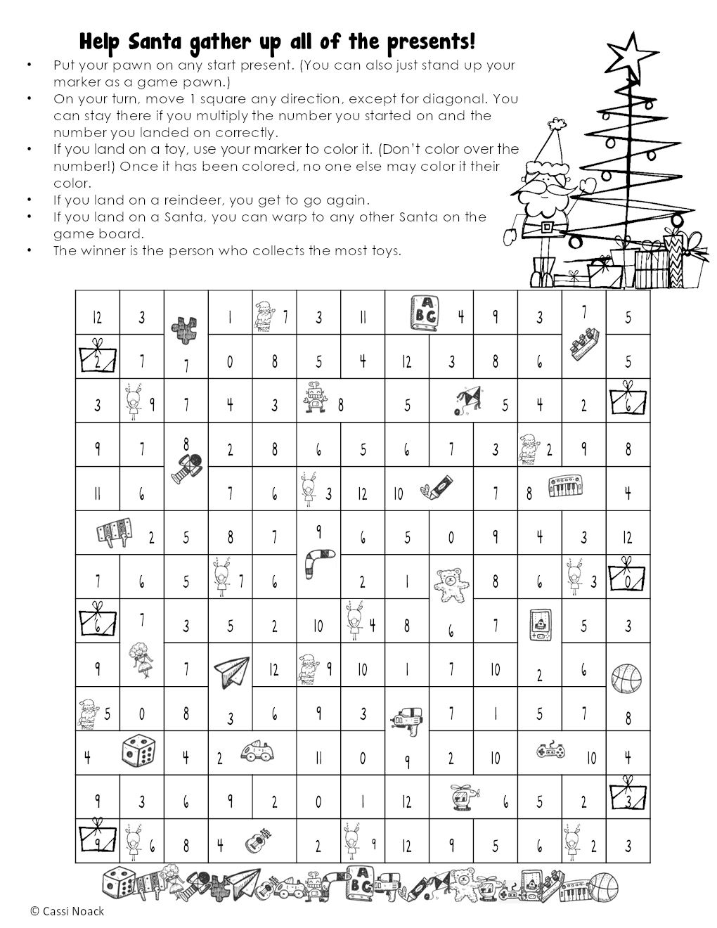 Christmas themed Multiplication Board Game (1-digit by 1-digit) - Minds ...