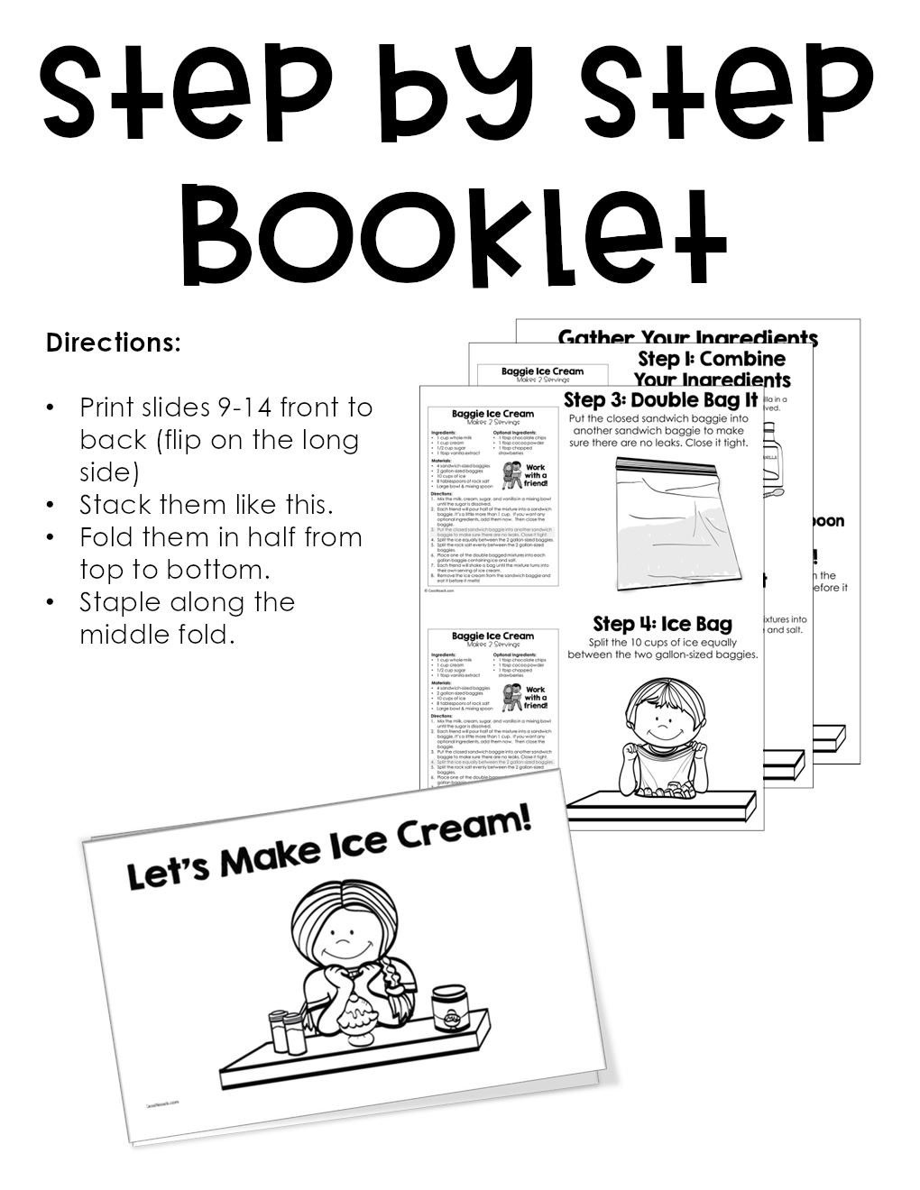 Ice Cream Recipe Booklet - Step by Step - Use with 1 and 2-step math ...