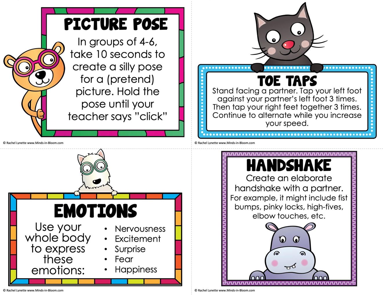 Animal Movement Practice Task Cards for Grades 3-5 | Classroom Management