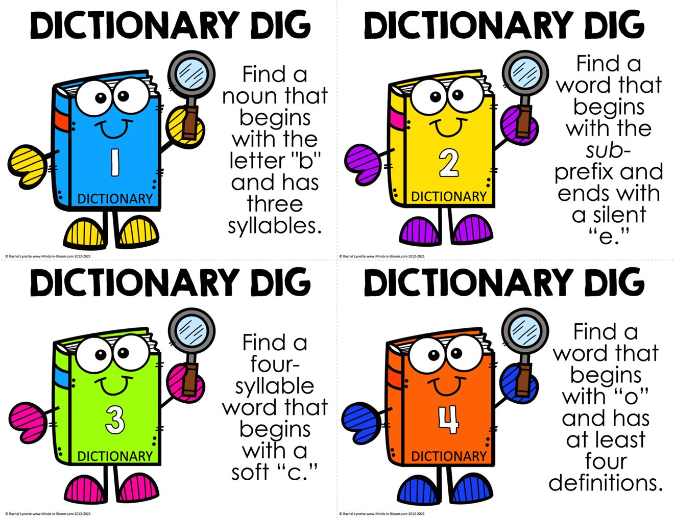 Dictionary Skills Task Cards for Grades 3-5 | Printable Resource