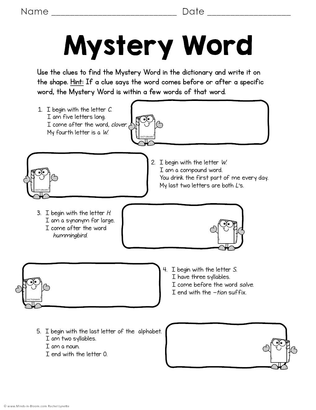 Mystery Word Practice Worksheets | Grades 3-5 Printable