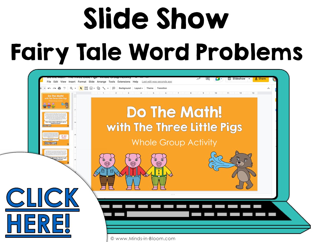 Whole Group - Fairy Tale Word Problems - Minds in Bloom Unlimited