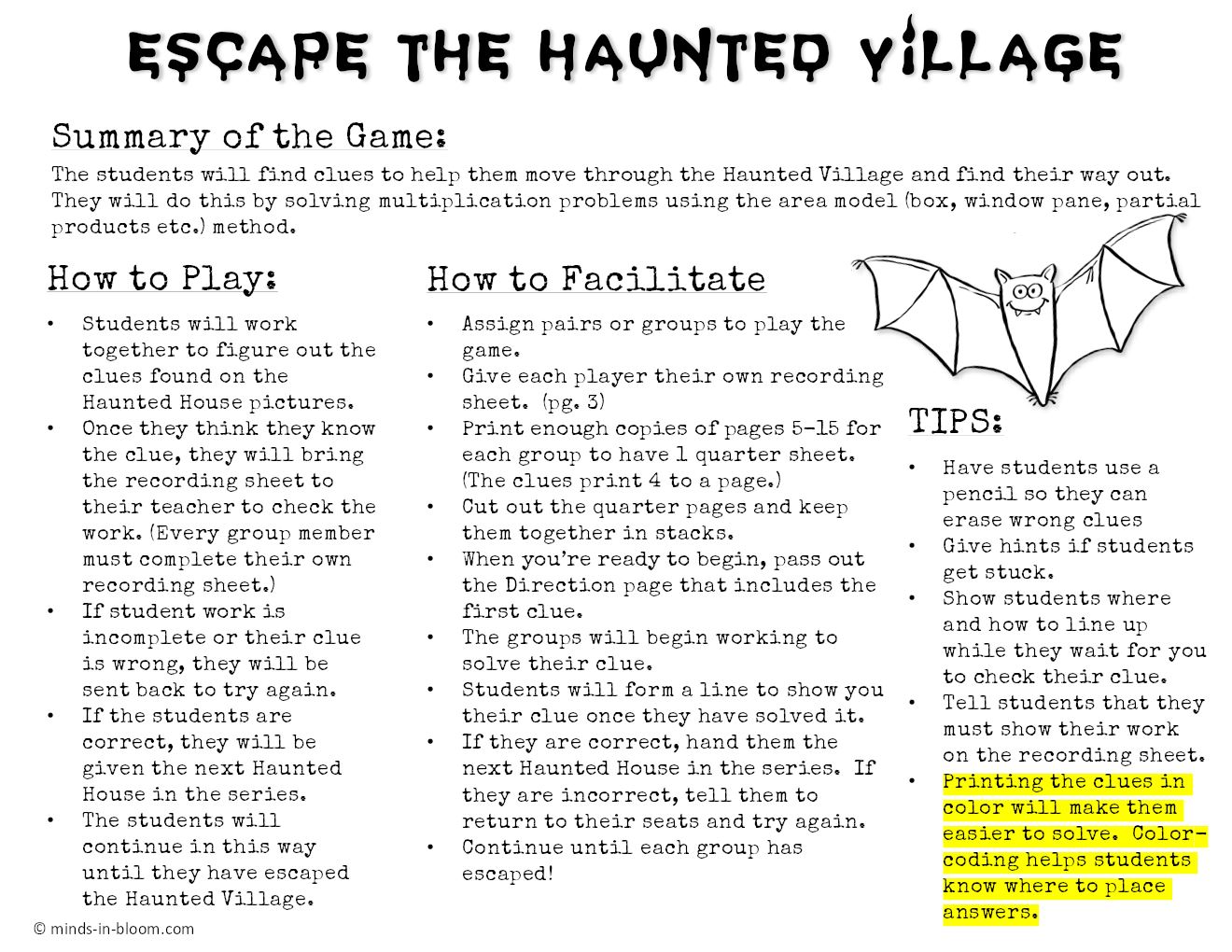 Haunted Multiplication Escape | Printable Halloween Activity for Grades 3-5