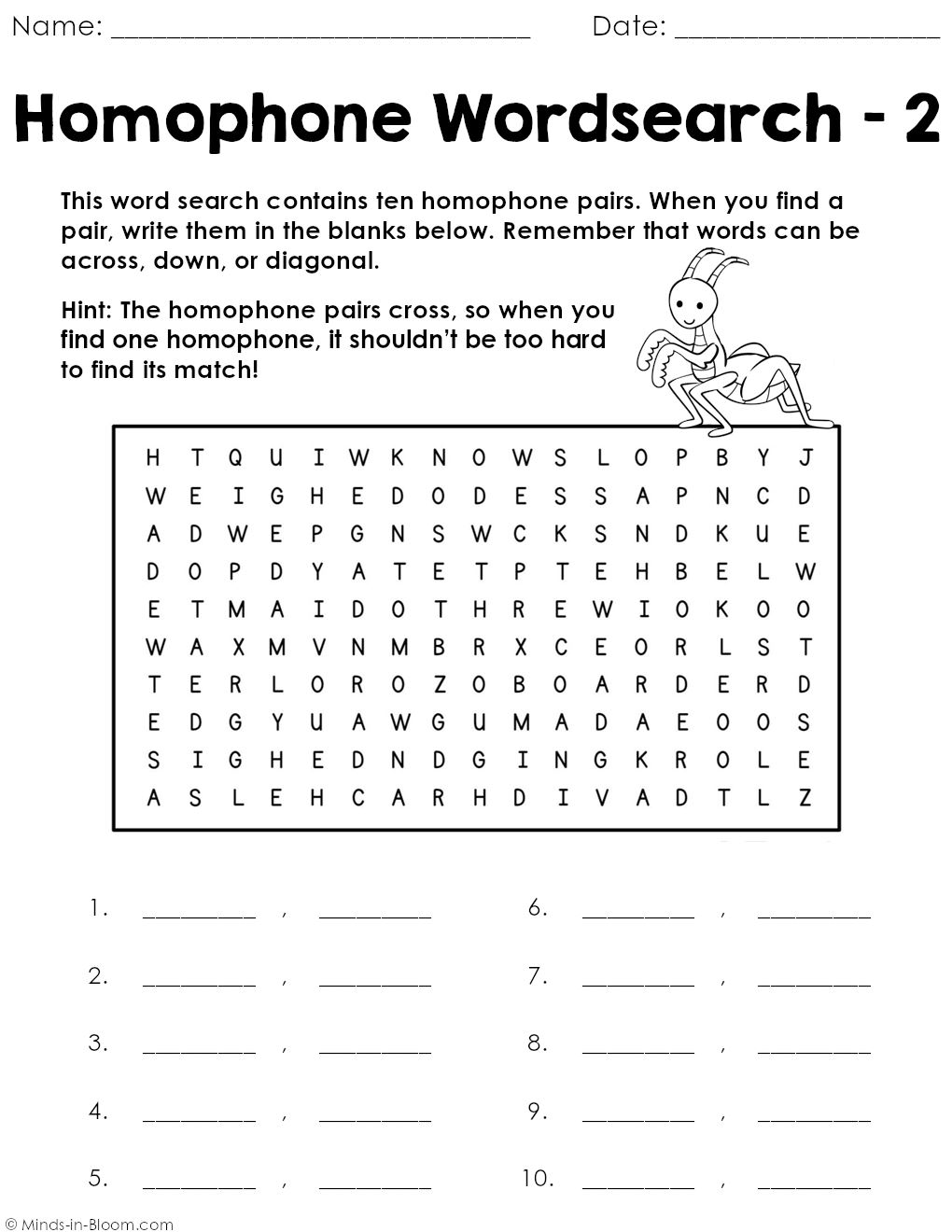 Homophone Practice Sheet Homophone Word Search 2 Minds In Bloom Homophone Practice Sheet Homophone Word Search 2 Minds In Bloom