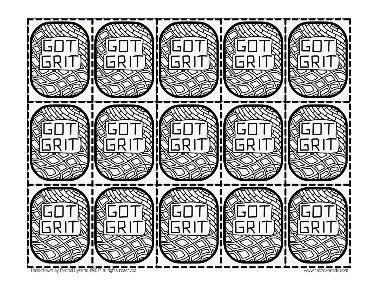 Coloring Reward Tags - Got Grit - Minds in Bloom Unlimited