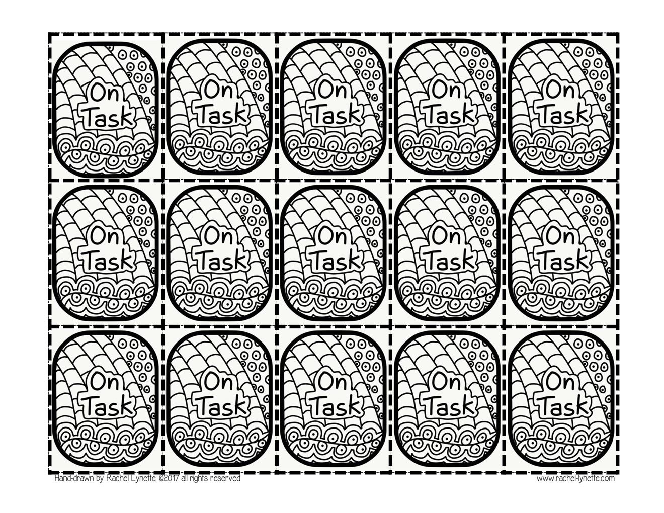 Coloring Reward Tags - On Task - Minds in Bloom Unlimited