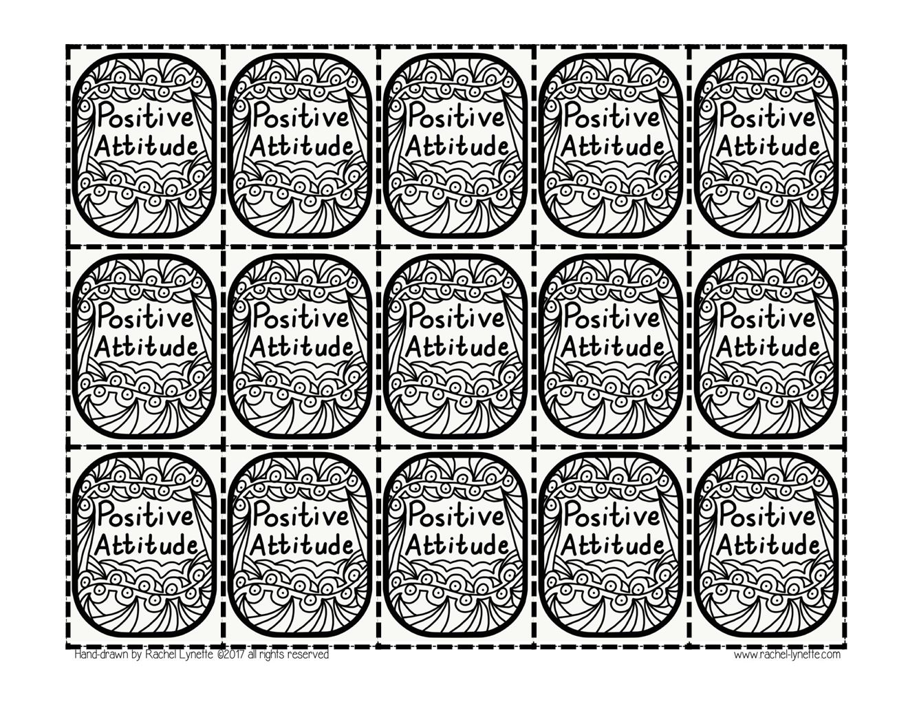 Coloring Reward Tags - Positive Attitude - Minds in Bloom Unlimited