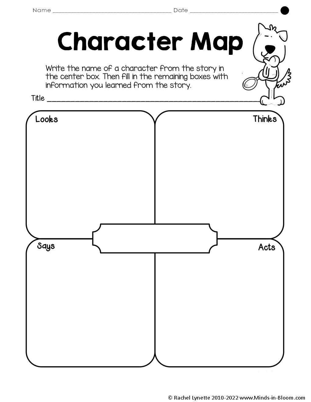 Fictional (Narrative) Reading : Character Map (lined and no lines ...