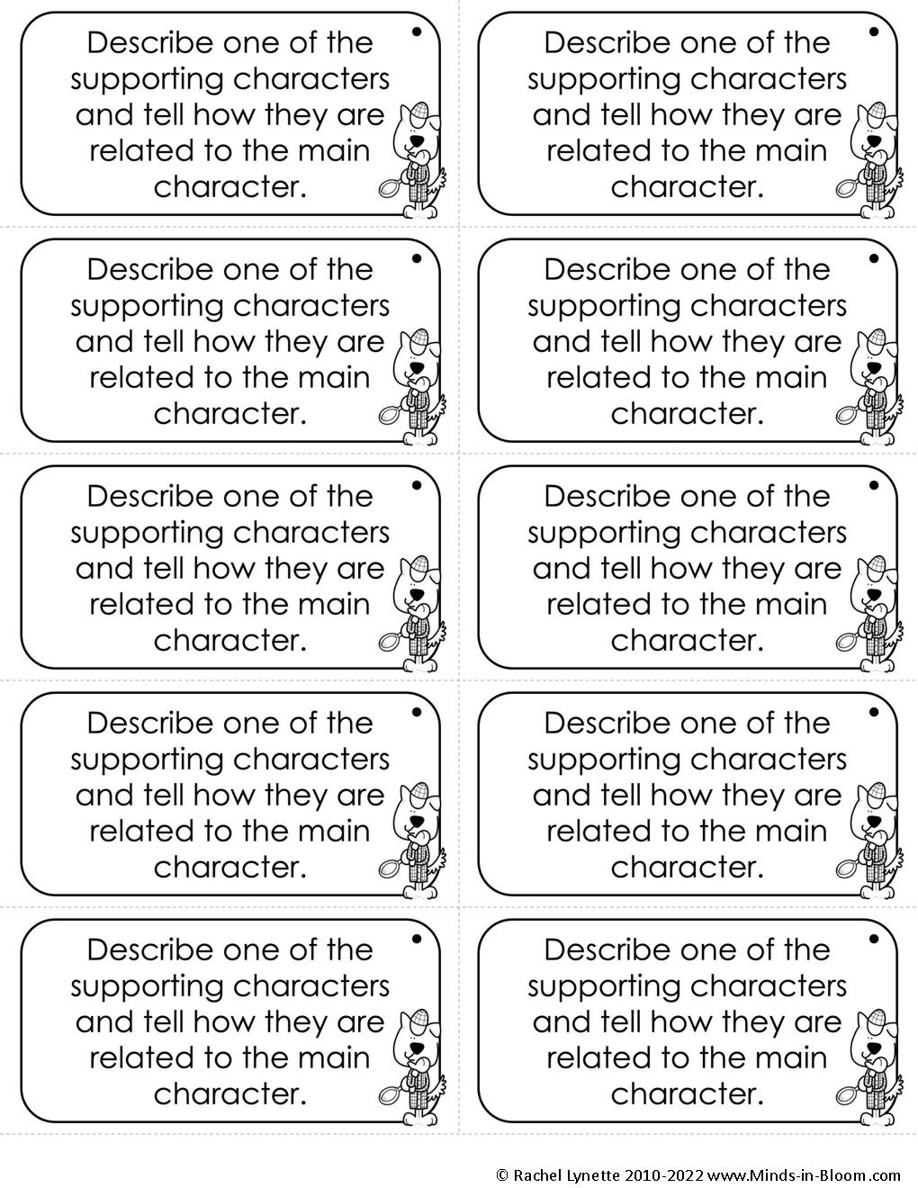 Fictional (Narrative) Question Card for Students - "Describe one of the ...