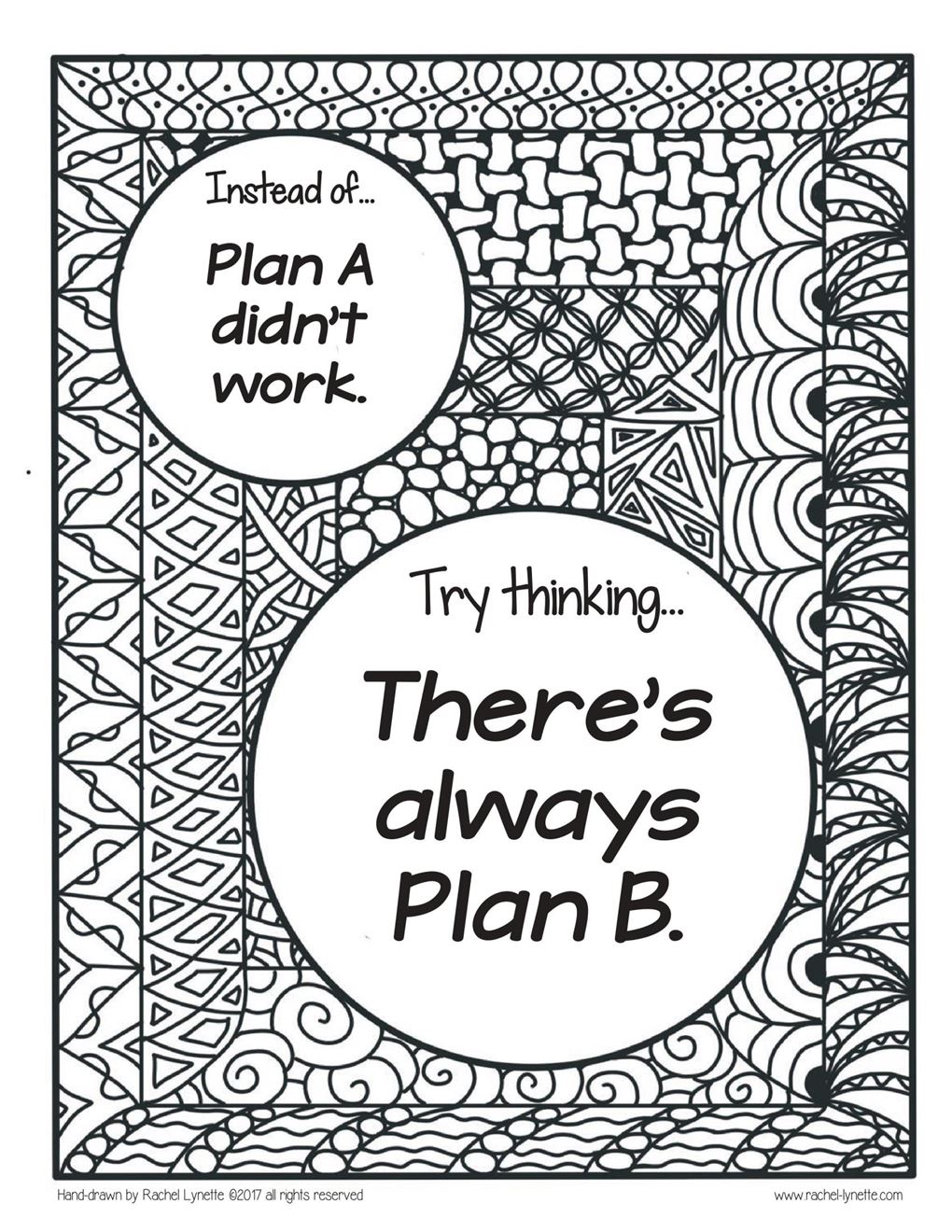 Portrait Growth Mindset Coloring Poster - Think... There's always Plan ...